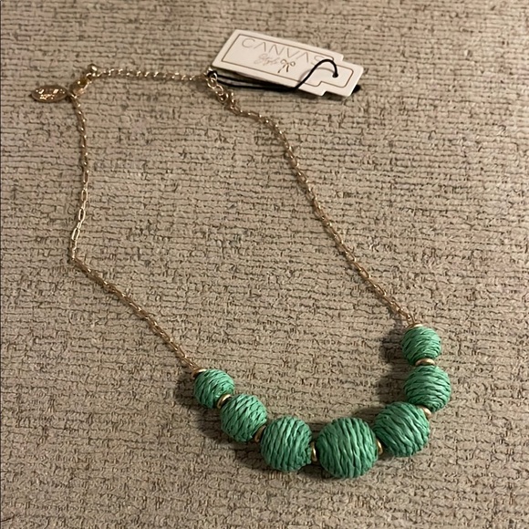 Bella Canvas | Jewelry | Canvas Nwt Boutique Woven Beaded Necklace Mint ...